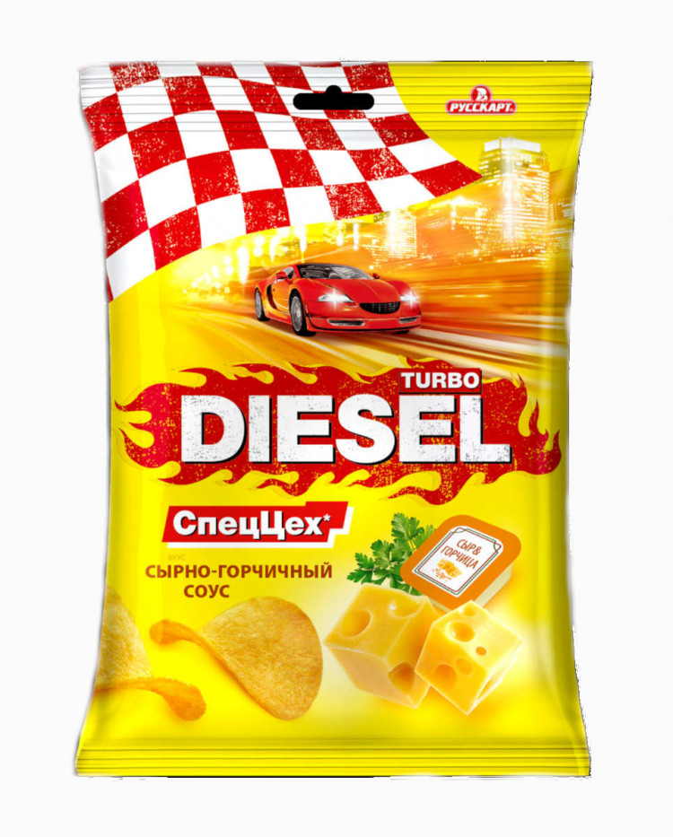 Чипсы Turbo Diesel со вкусом сырно-горчичного соуса 75г х 15шт